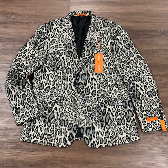 TALLIA | Suits & Blazers | Tallia Blazer Black Sfit Leopard Metallic Xl ...